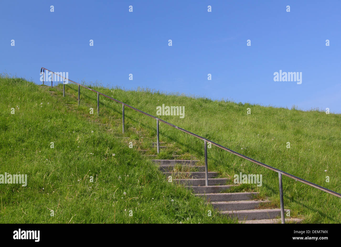 stairs on levee and blue sky Stock Photo - Alamy
