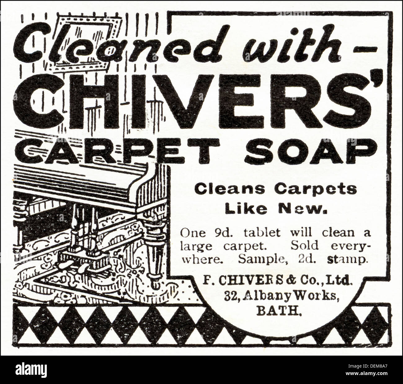 Original 1920s advertisement advertising CHIVERS CARPET SOAP, consumer ...