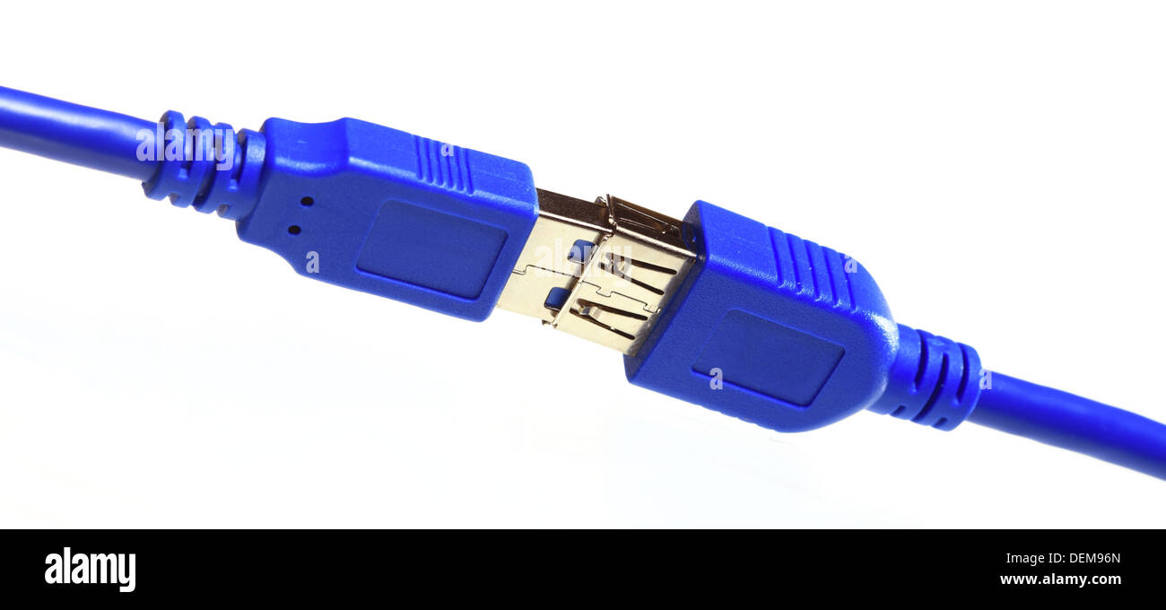 Blue USB cable isolated on white Stock Photo - Alamy