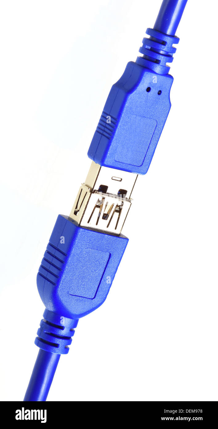 Blue USB cable isolated on white Stock Photo - Alamy