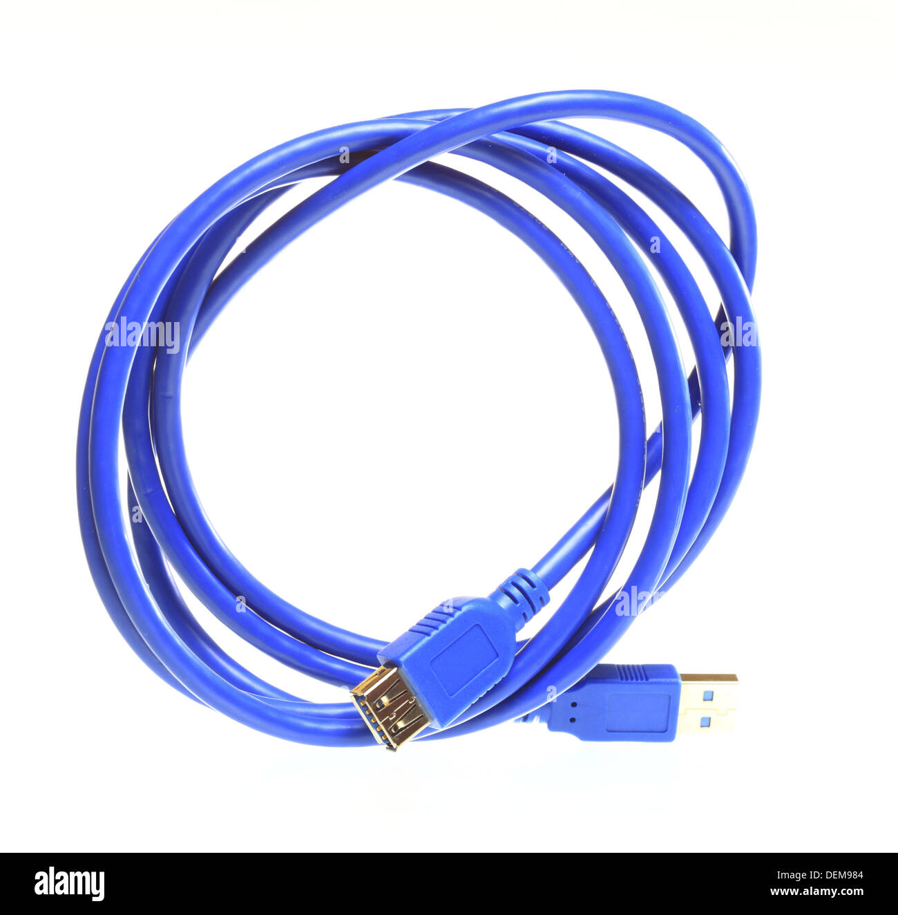 Blue USB cable isolated on white Stock Photo - Alamy