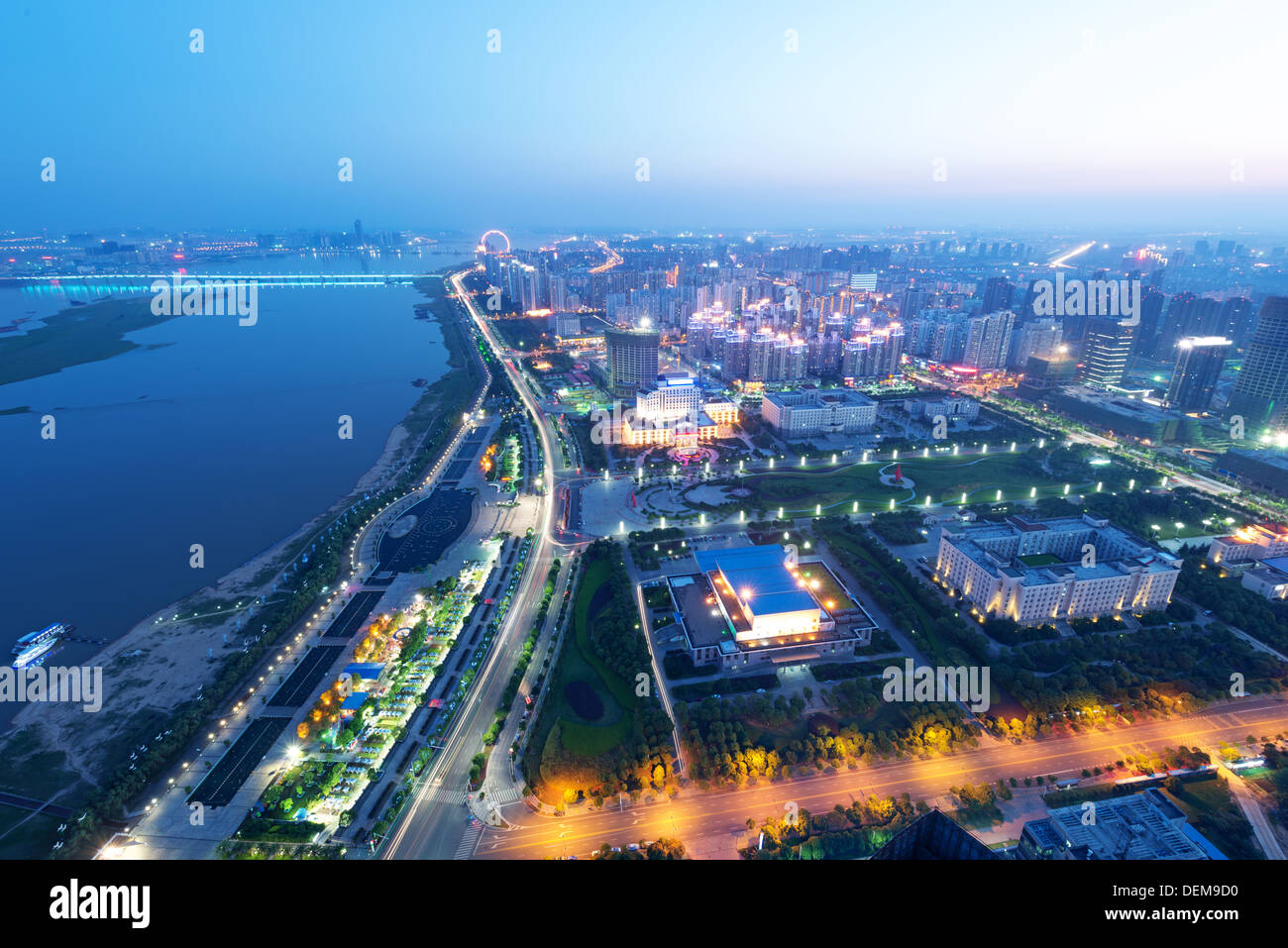 High-altitude city night scene Stock Photo - Alamy