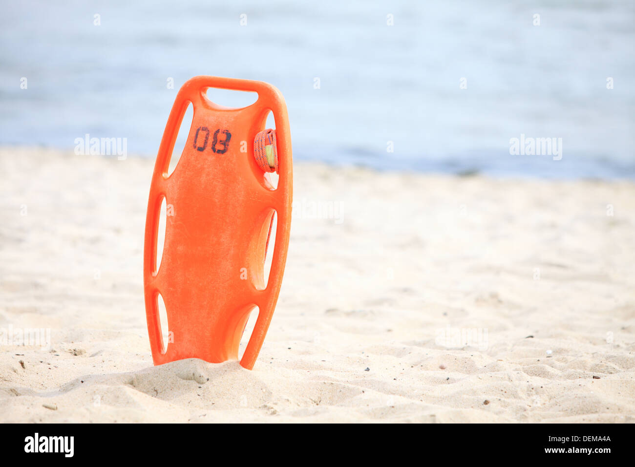 Beach life-saving. Lifeguard rescue equipment orange preserver tool ...