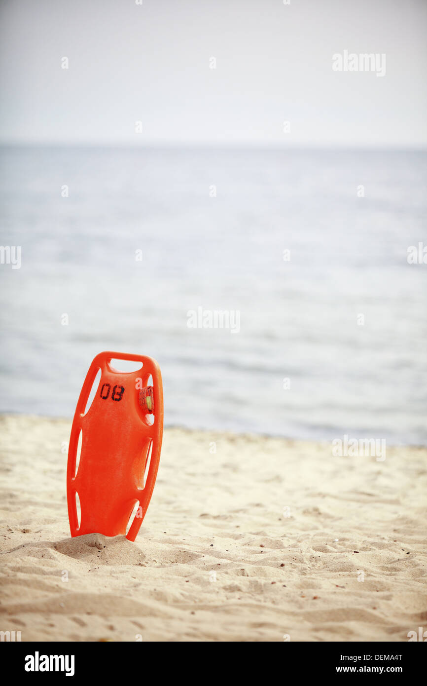 Beach life-saving. Lifeguard rescue equipment orange preserver tool ...