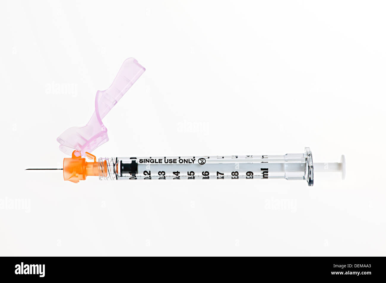 Medical single use safety syringe isolated on white background Stock ...