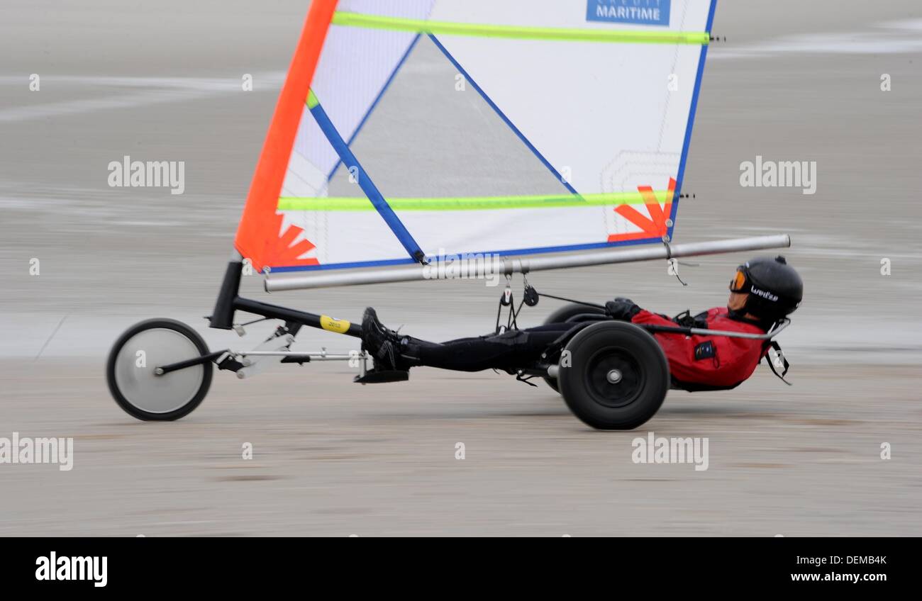 St.Peter-Ording, Germany. 20th Sep, 2013. French land sailor Laurent ...