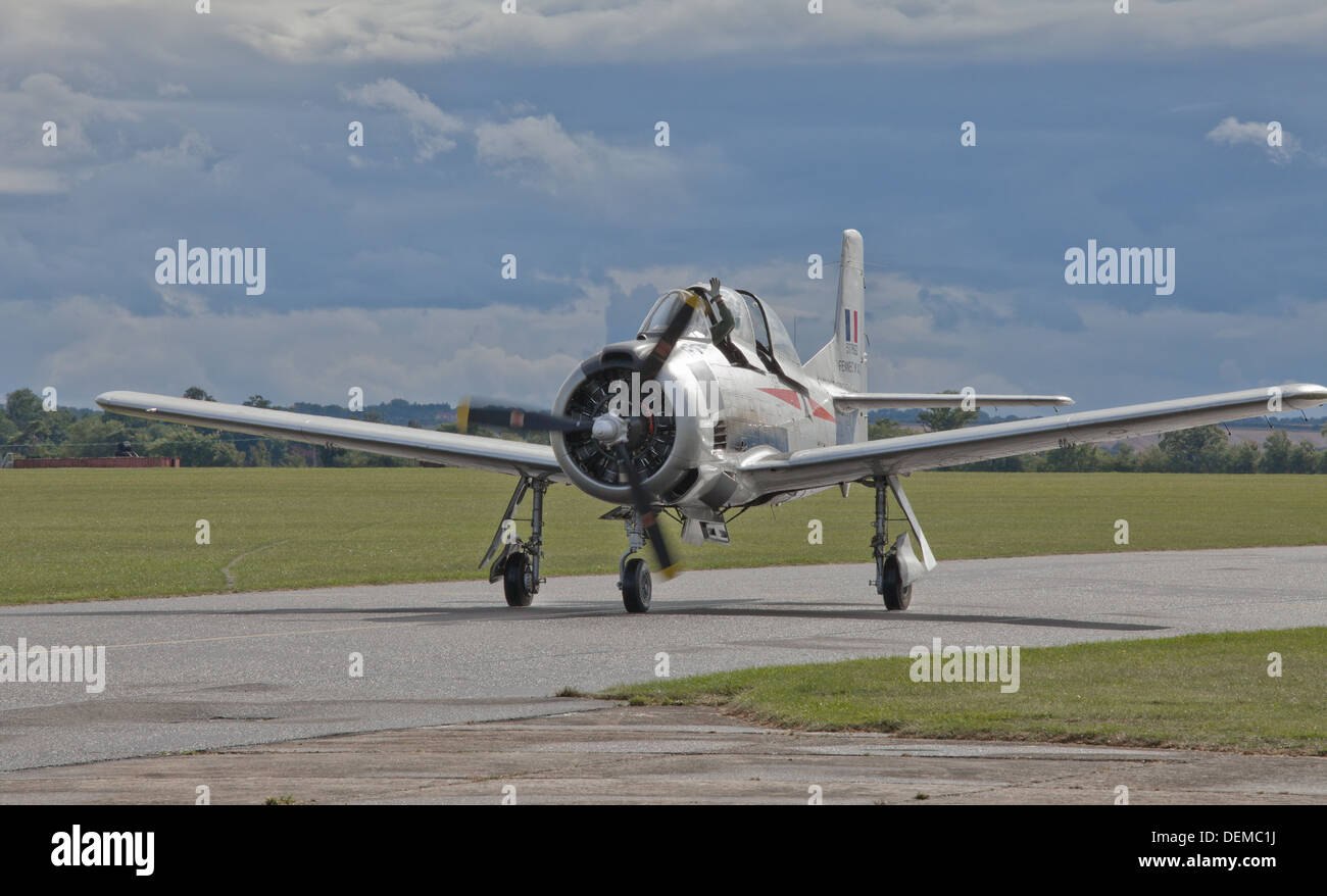 North American T-28 Fennec of the French Air Force taxiing Stock Photo ...