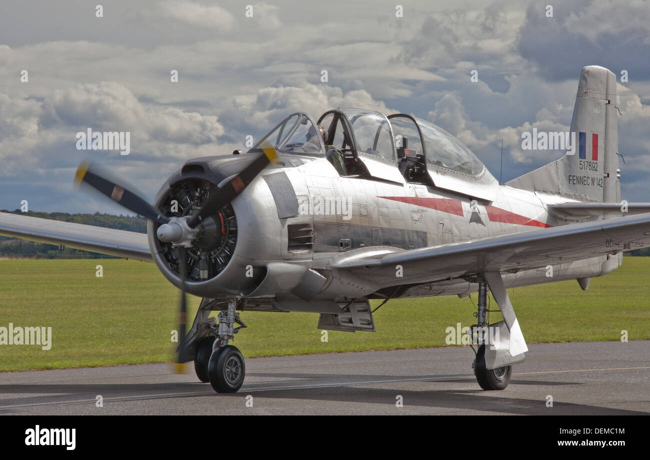 North American T-28 Fennec of the French Air Force taxiing Stock Photo ...