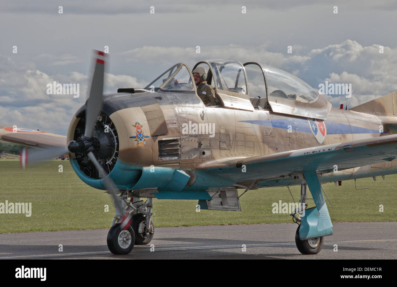 North American T-28 Fennec of the French Air Force taxiing Stock Photo ...