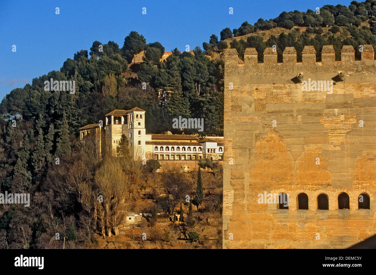 Nazaries palaces (Comares Tower). In background at left Generalife ...
