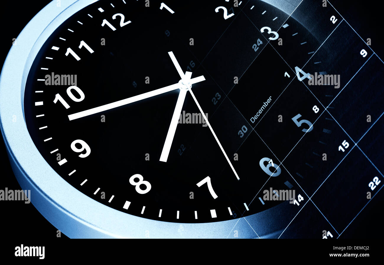 Clock face and calendar page Stock Photo - Alamy