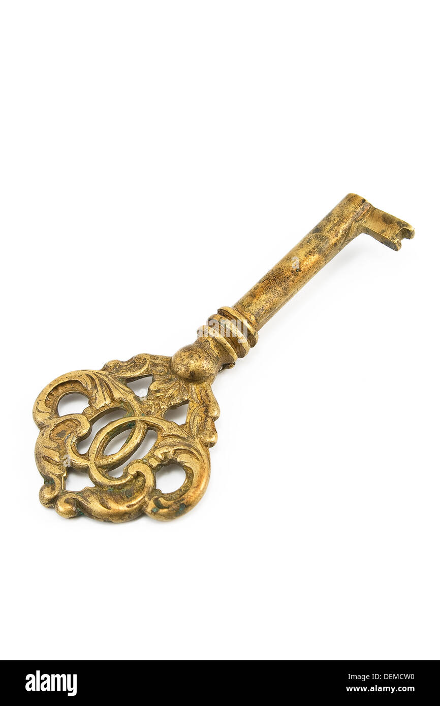 Old key isolated on white Stock Photo - Alamy