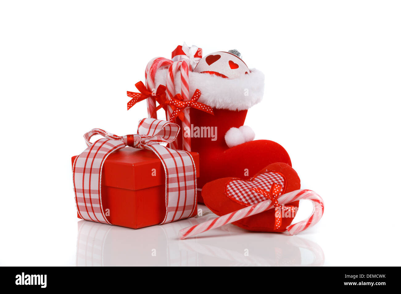 boots and a box with Christmas gift Stock Photo - Alamy