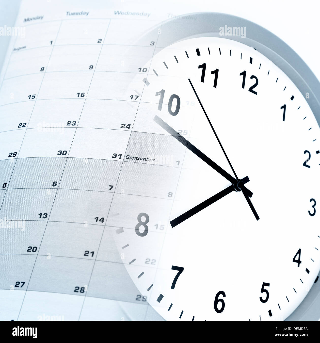 Clock face and calendar composite Stock Photo - Alamy