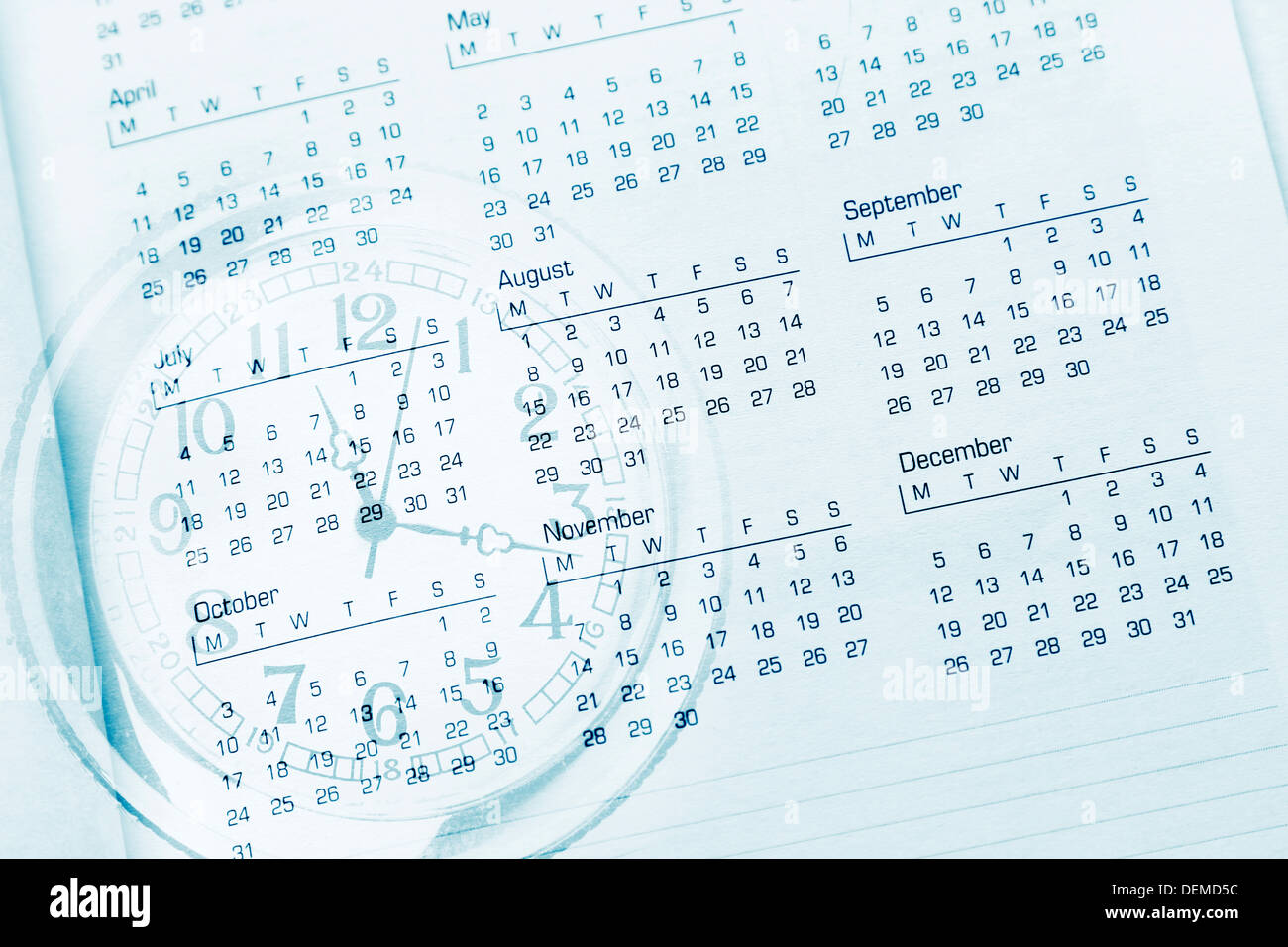 Clock face and calendar composite Stock Photo - Alamy