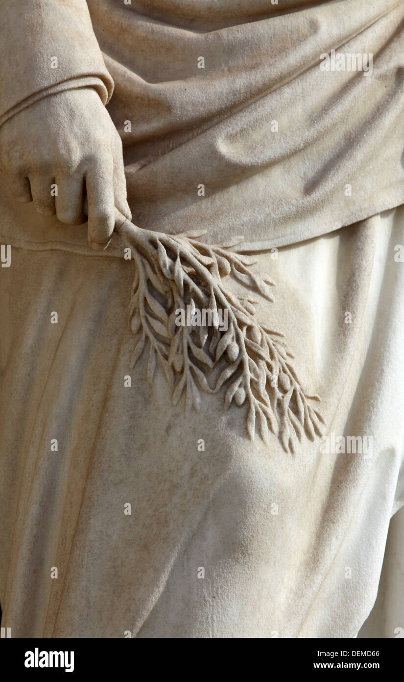 detail of sculpture, olive branch in his hand Stock Photo - Alamy