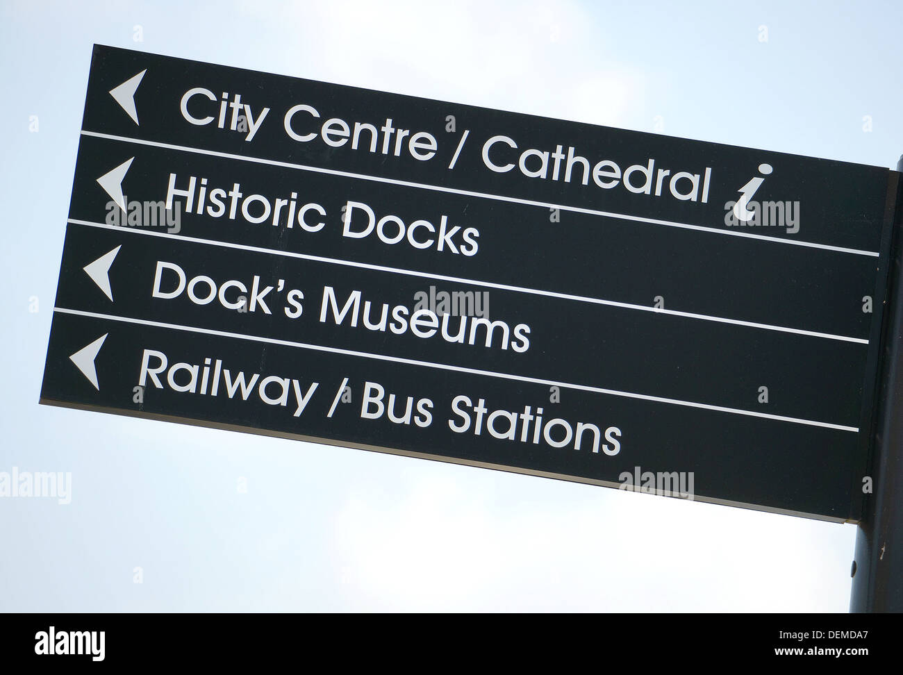 Tourist traffic information sign at Gloucester Quays in the city of ...