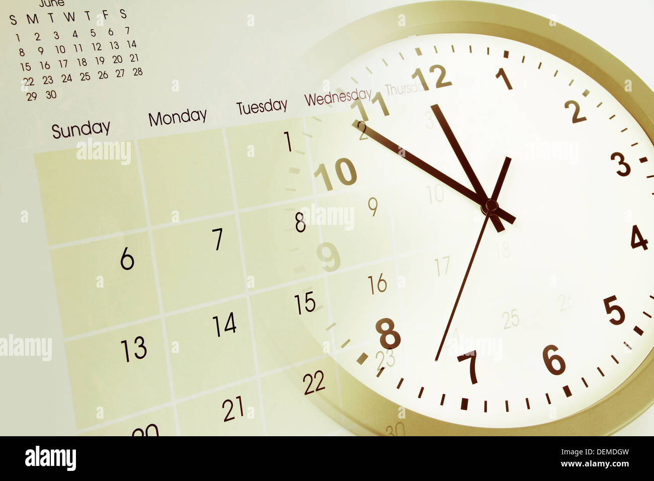 Clock face and calendar composite Stock Photo - Alamy