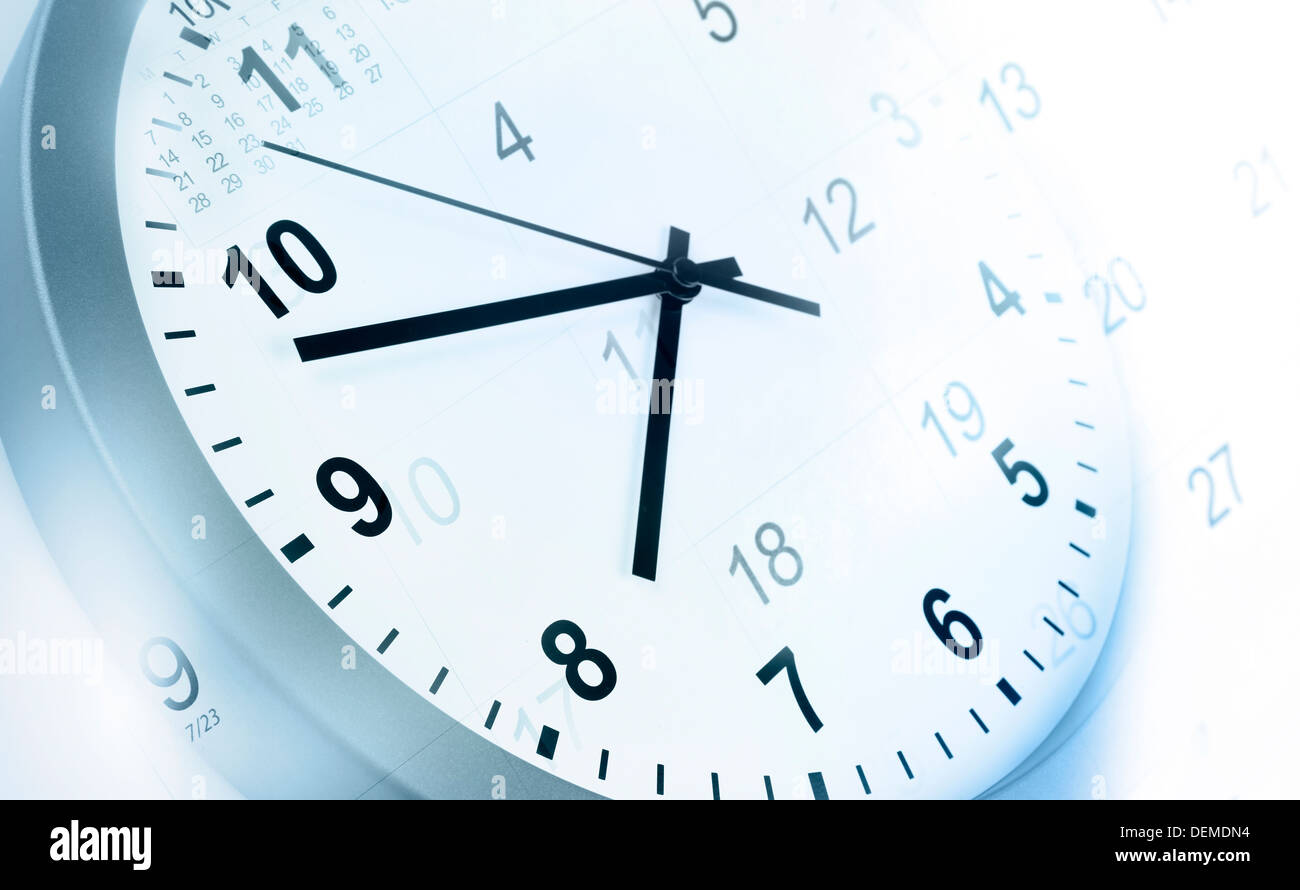 Clock face and calendar composite Stock Photo - Alamy