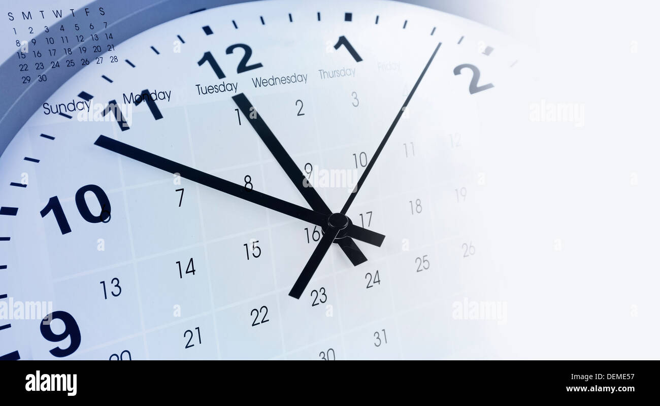Clock face and calendar composite Stock Photo - Alamy