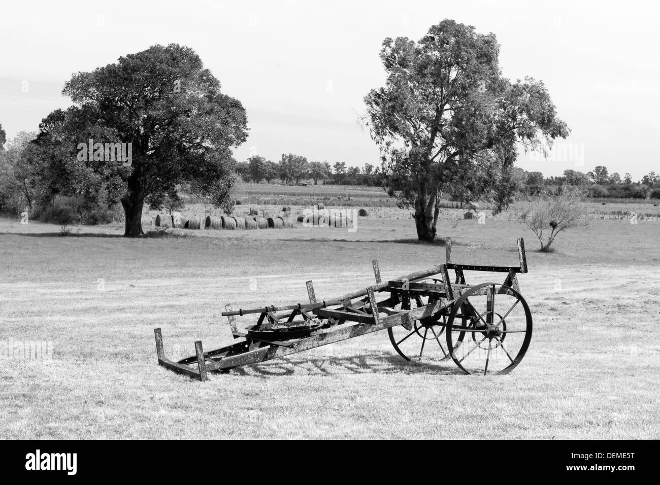Antique farming equipment. Monochromatic image Stock Photo - Alamy