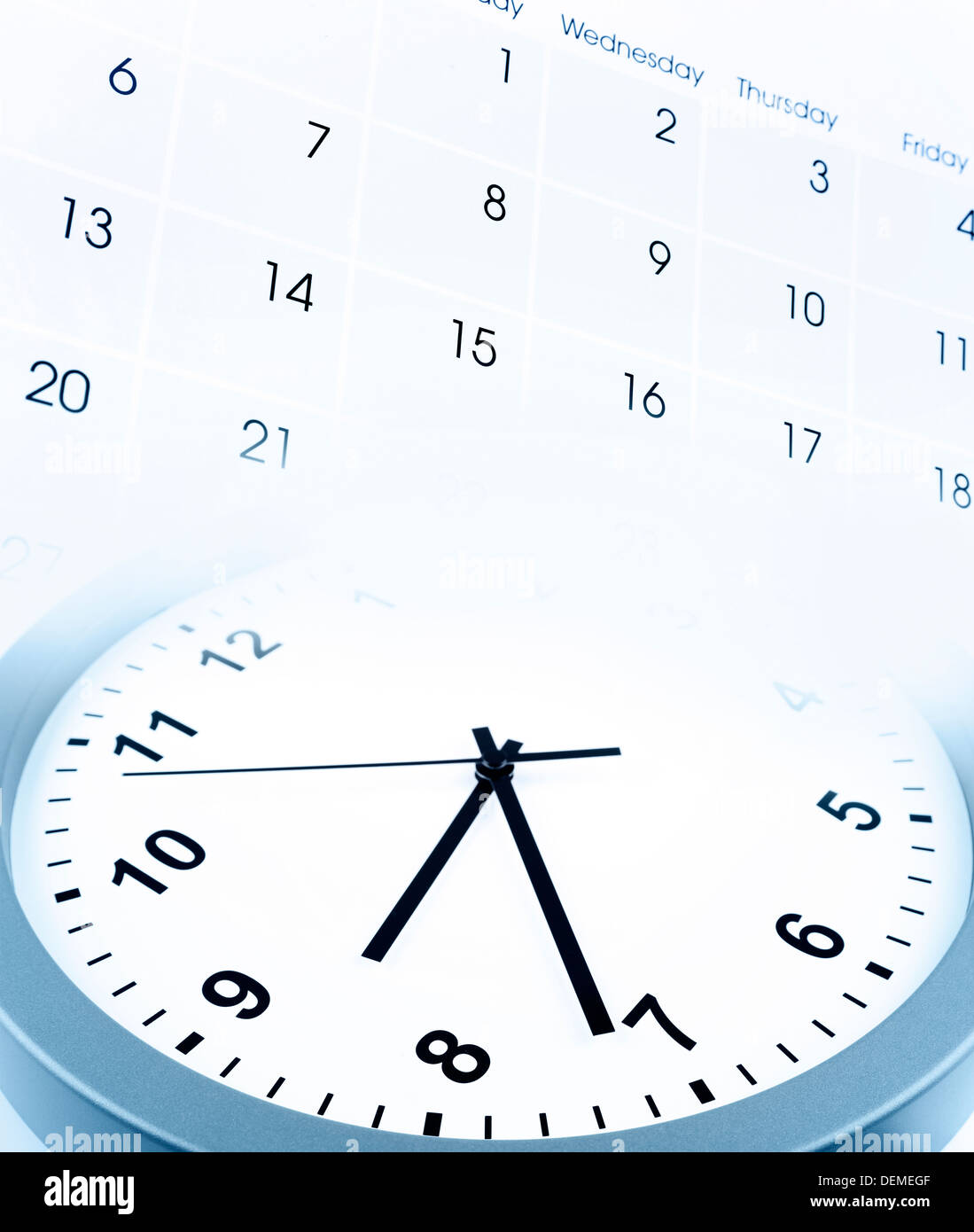 Clock face and calendar composite Stock Photo - Alamy