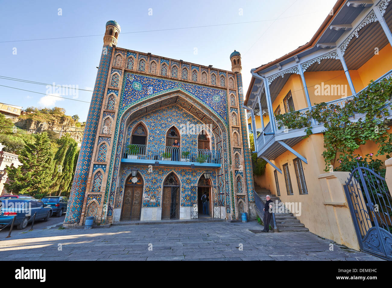 Orbeliani Bathhouse, tiles facade, islamic styled Sulfur Baths, Tbilisi ...