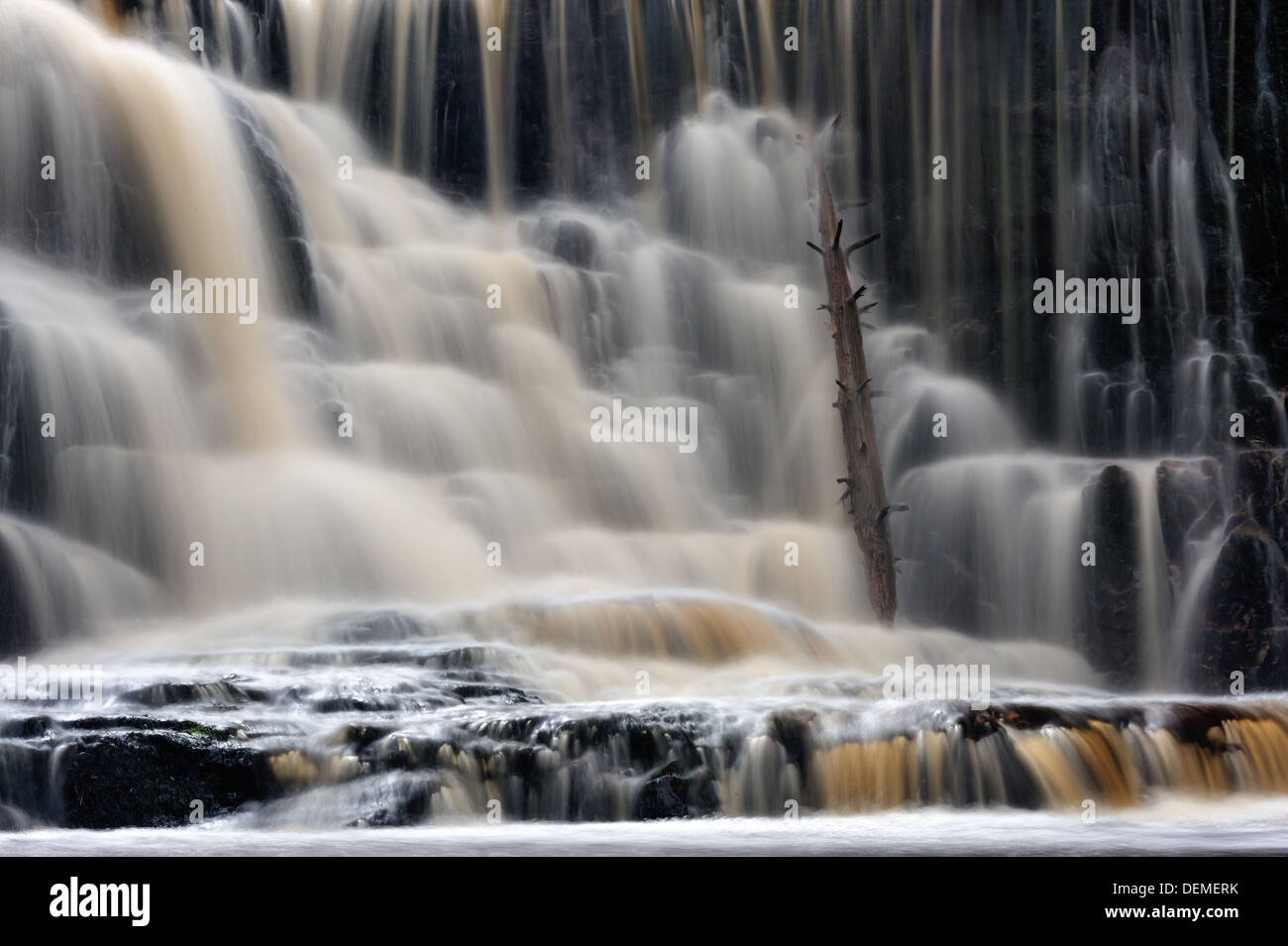 Water pouring over rocks at Byklev waterfall, Sweden Stock Photo - Alamy