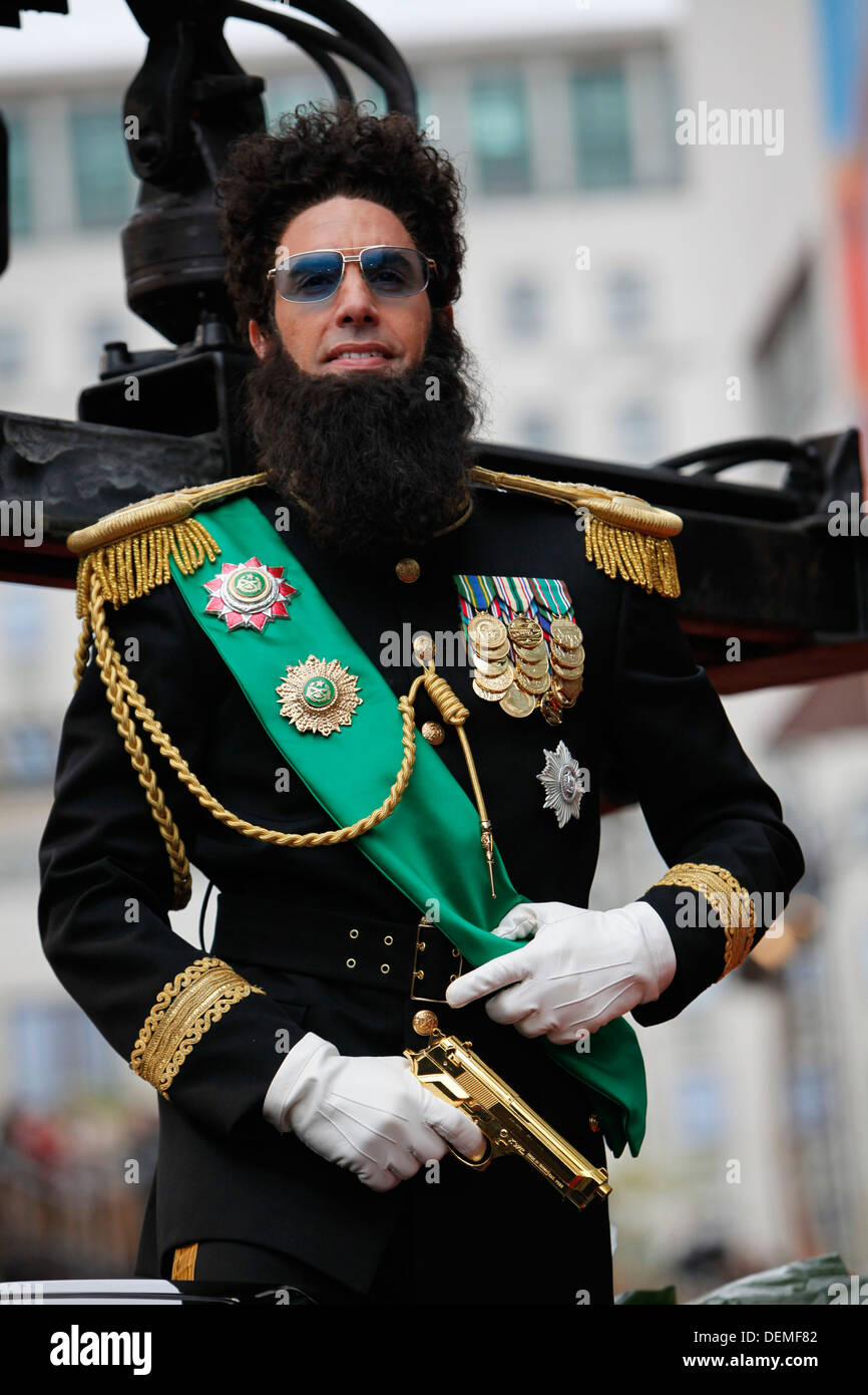 British actor/comedian Sacha Baron Cohen (C) arrives in character as ...