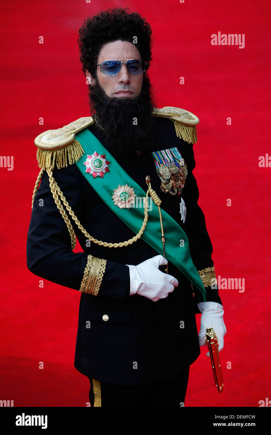 British actor/comedian Sacha Baron Cohen (C) arrives in character as ...