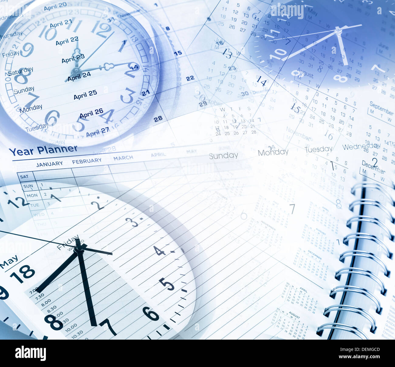 Clock faces, calendar dates and diary Stock Photo - Alamy