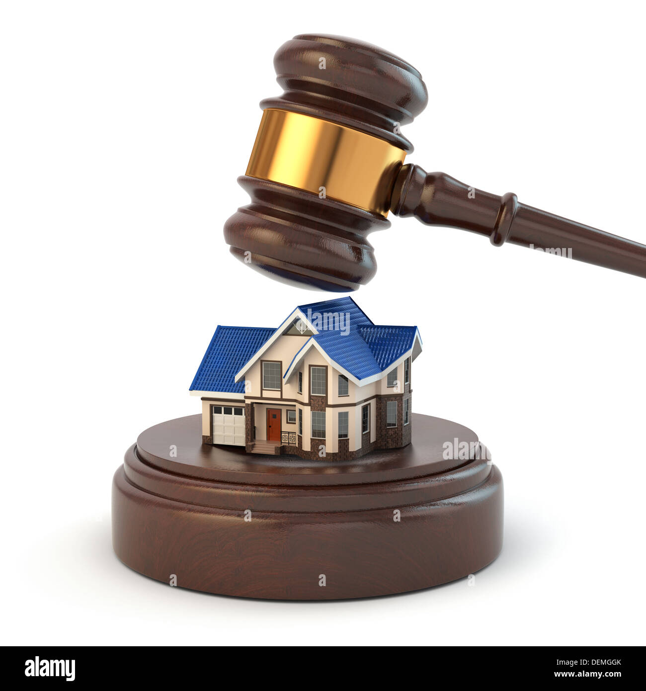 Auction. Gavel, sound block and house. 3d Stock Photo - Alamy