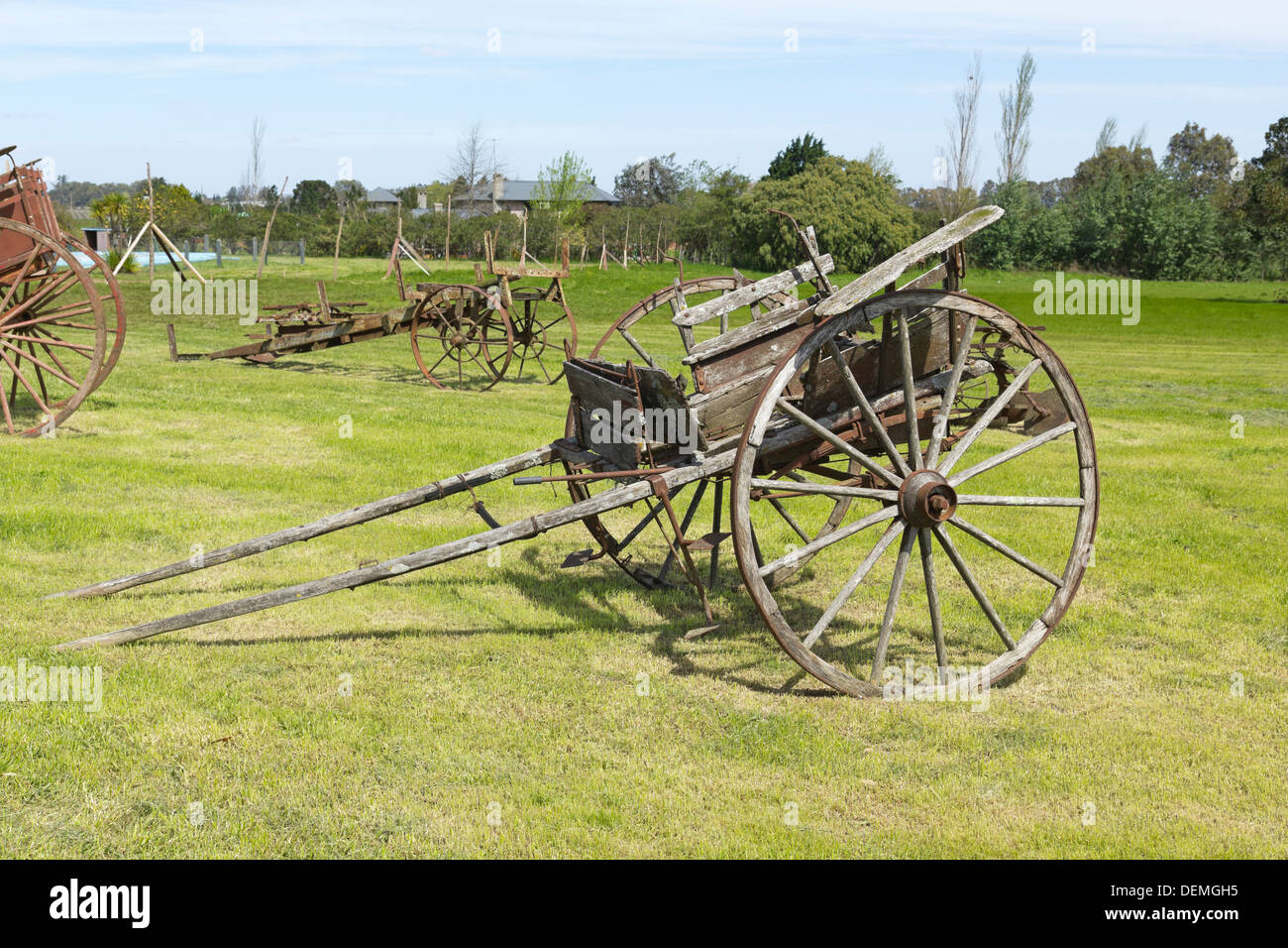 Ancient wooden carriage of a shaft Stock Photo - Alamy