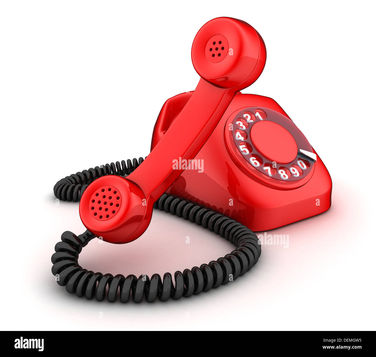 Red rotary telephone (done in 3d, isolated Stock Photo - Alamy