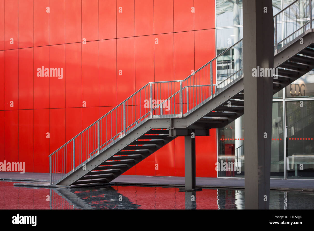 Architectural detail of a steel staircase in modern building Stock ...