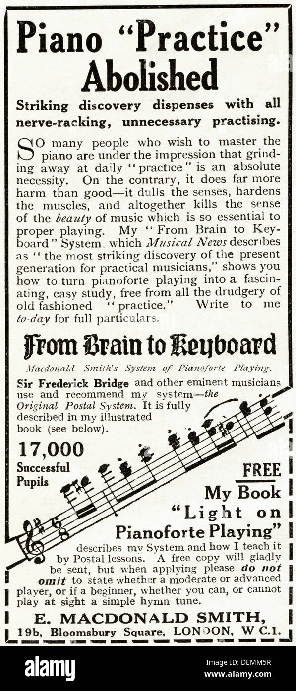 Original 1920s advertisement advertising FROM BRAIN TO KEYBOARD book on ...