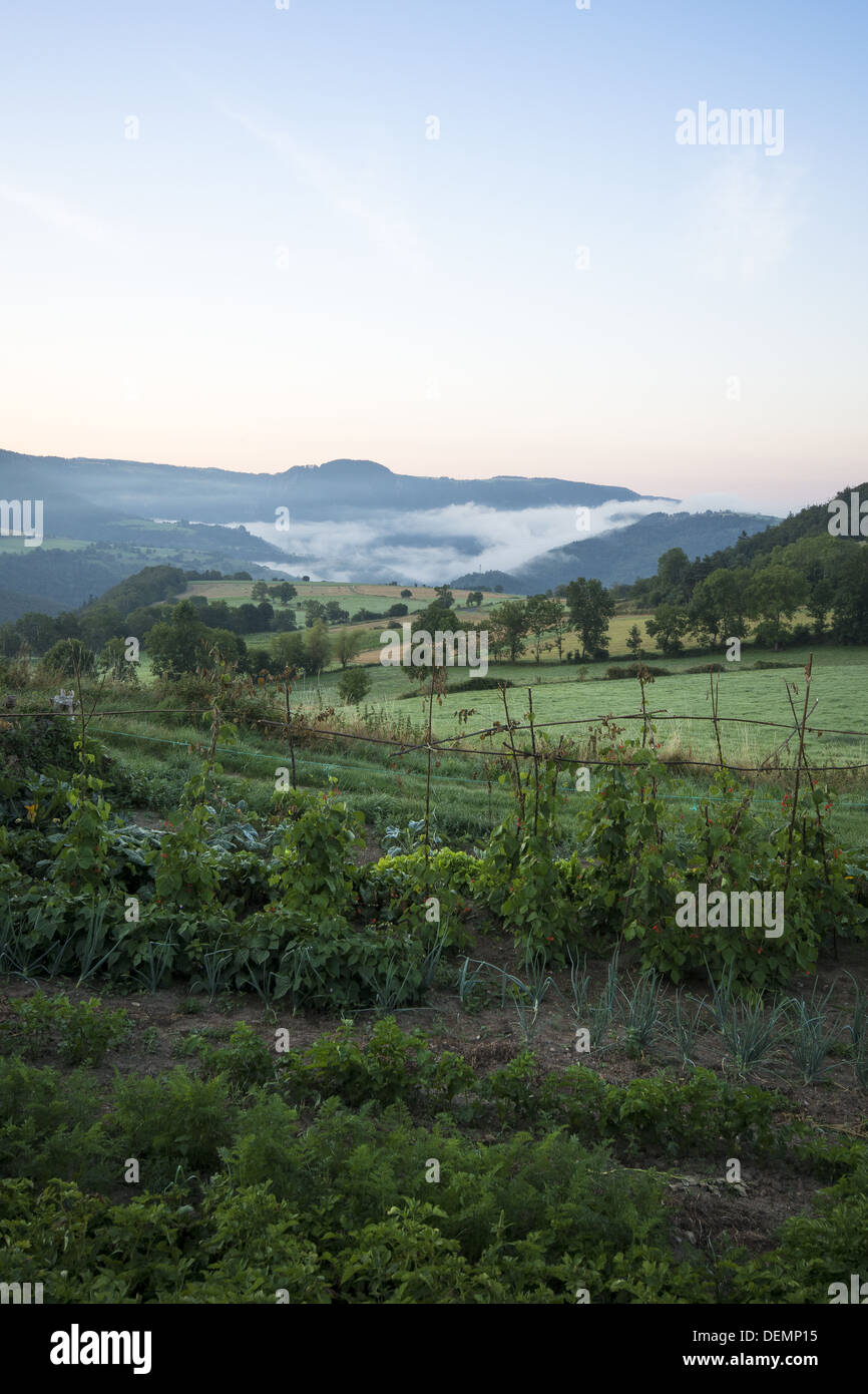 Sun rising over the French countryside on the GR65 walking route, The ...