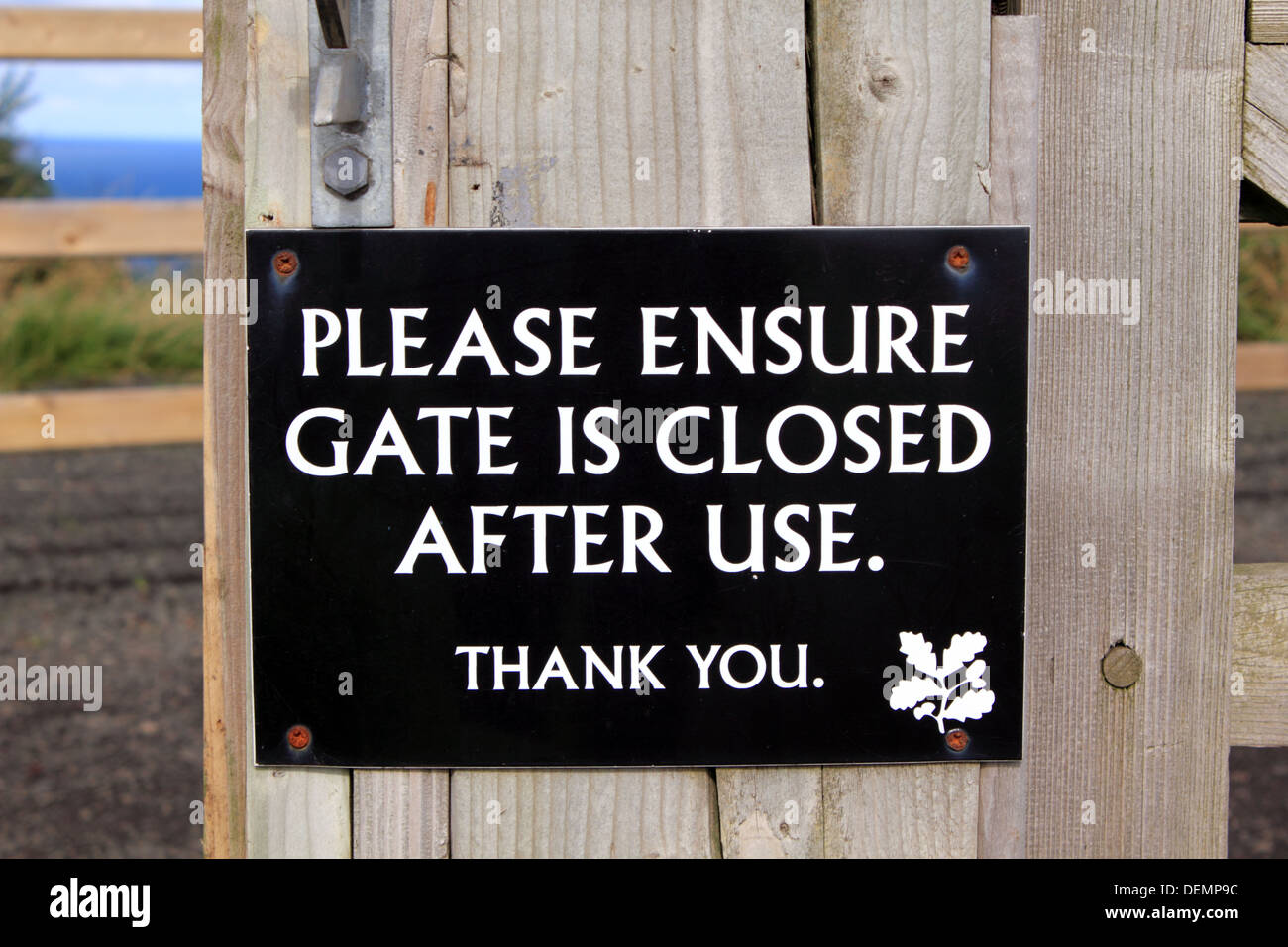 Please Ensure Gate is closed after use sign Giant's Causeway near ...