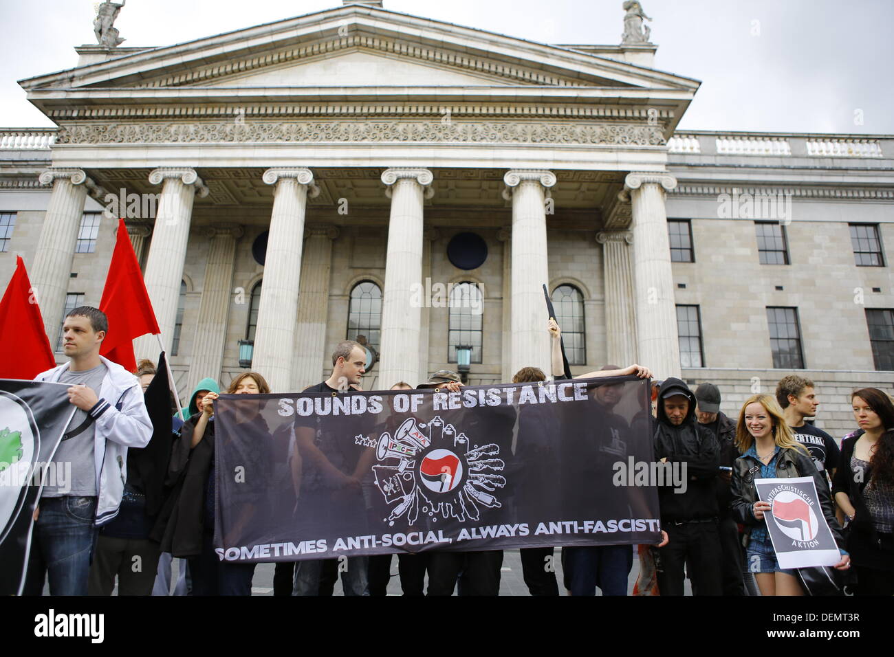 A protestor is seen in a street in dublin hi-res stock photography and ...