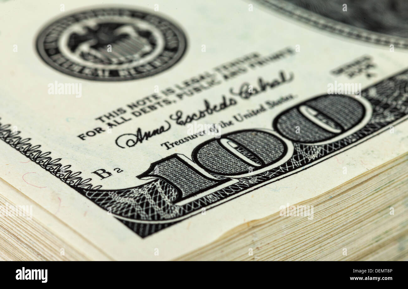 Stack of Ten Thousand Dollar Piles of One Hundred Dollar Bills ...