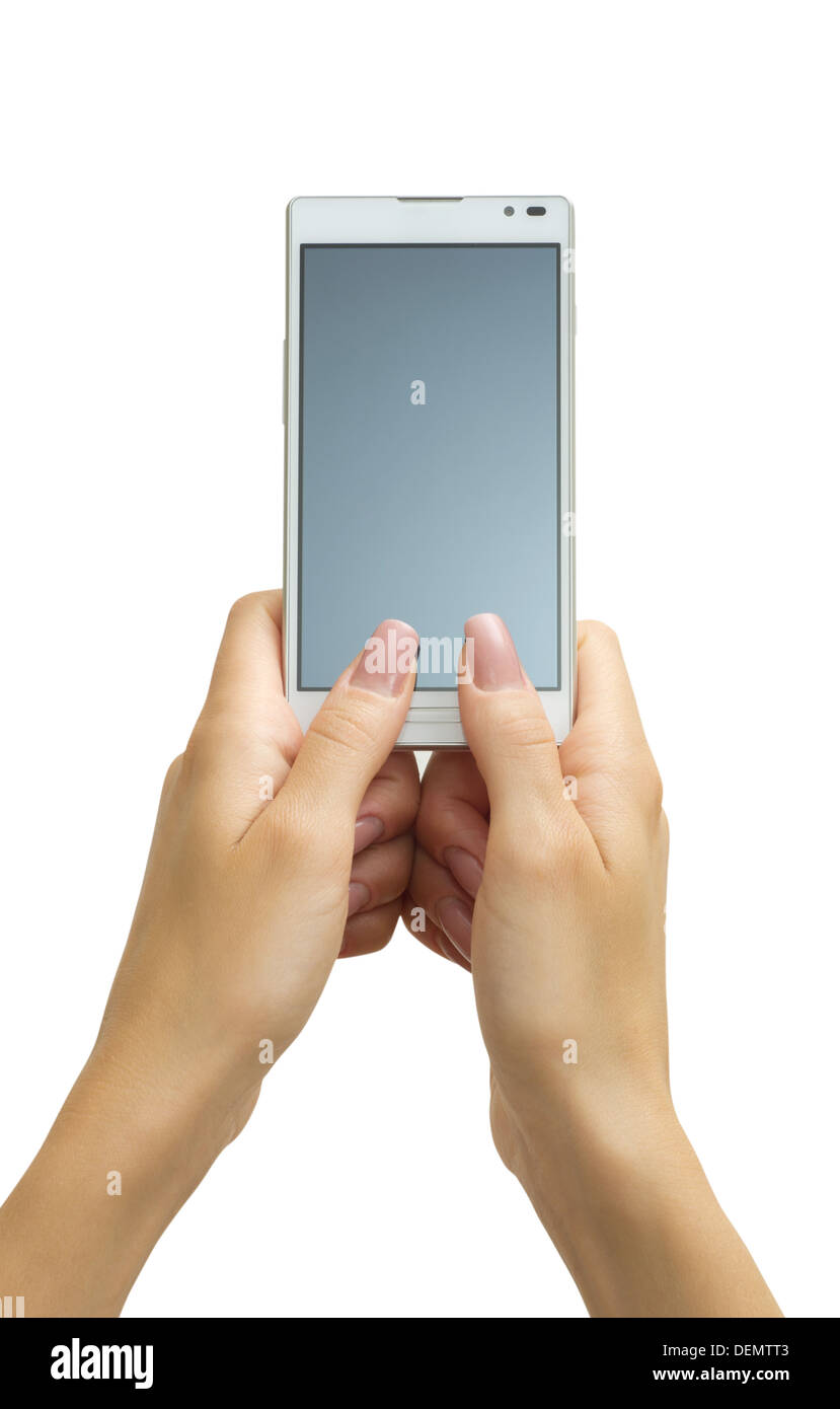 Hand holding big touchscreen smart phone Stock Photo - Alamy