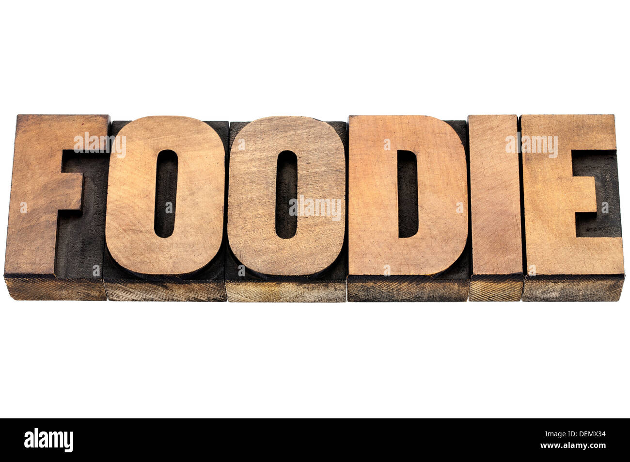 foodie word - isolated text in letterpress wood type Stock Photo - Alamy