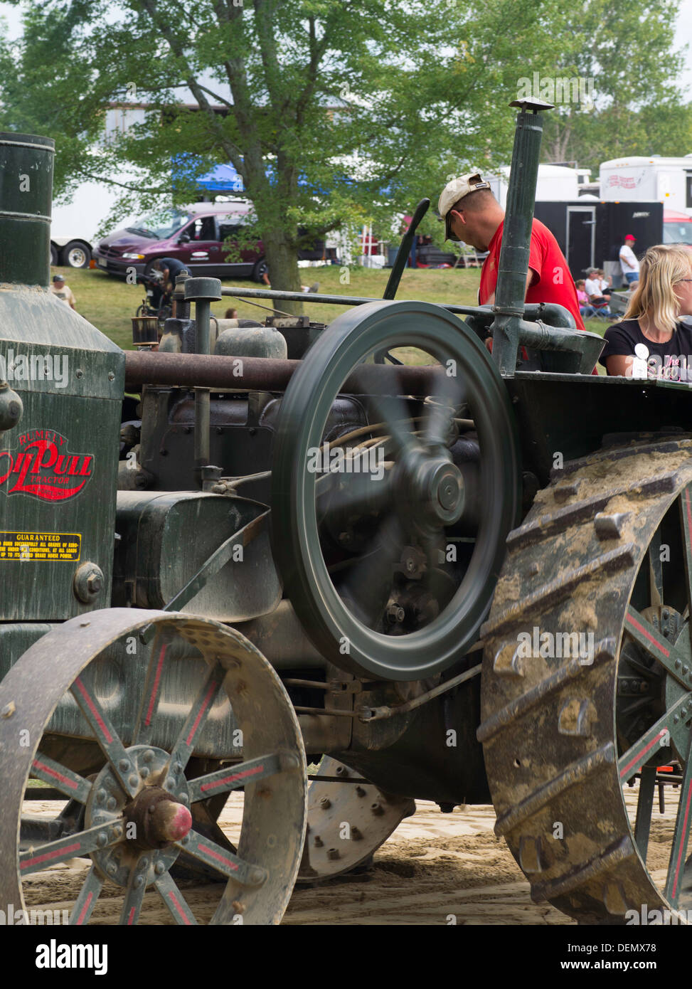 An antique Rumley, oil-pull steam tractor is on parade at the Rock ...