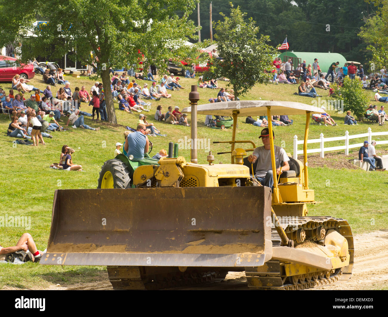 Antique steam tractors (Caterpillar Bulldozer) are on display the Rock ...