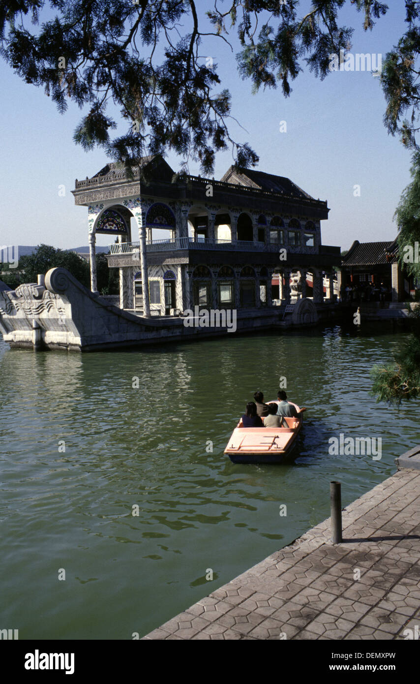 Chinese tourists boating next to the Marble Boat also known as the Boat ...