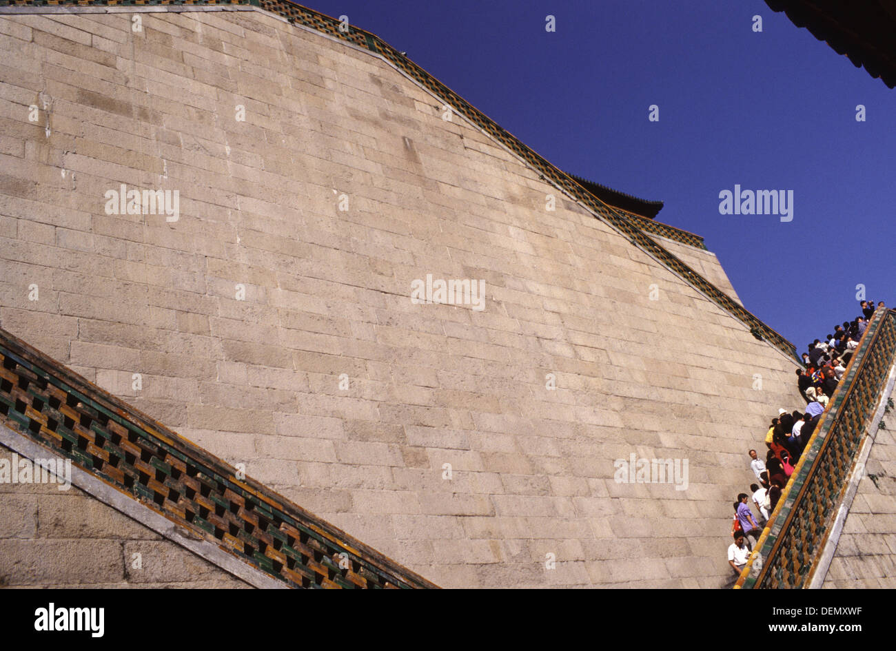 Visitors line the steep steps of the Buddhist Virtue Temple at the ...