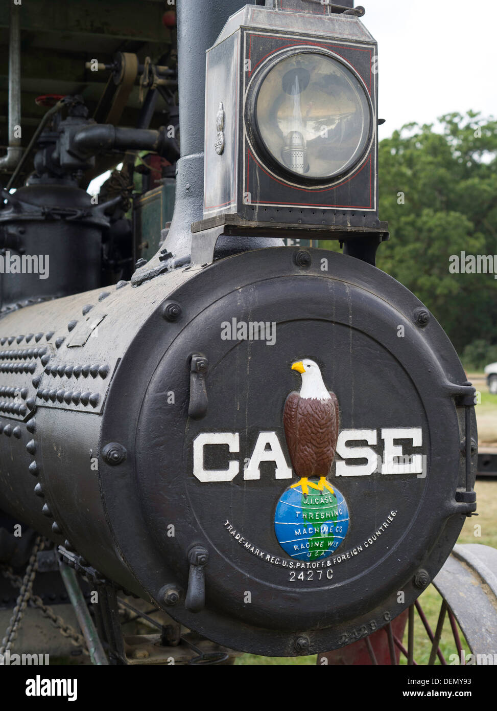 View of the front of a boiler on an antique J.I. Case steam-powered ...