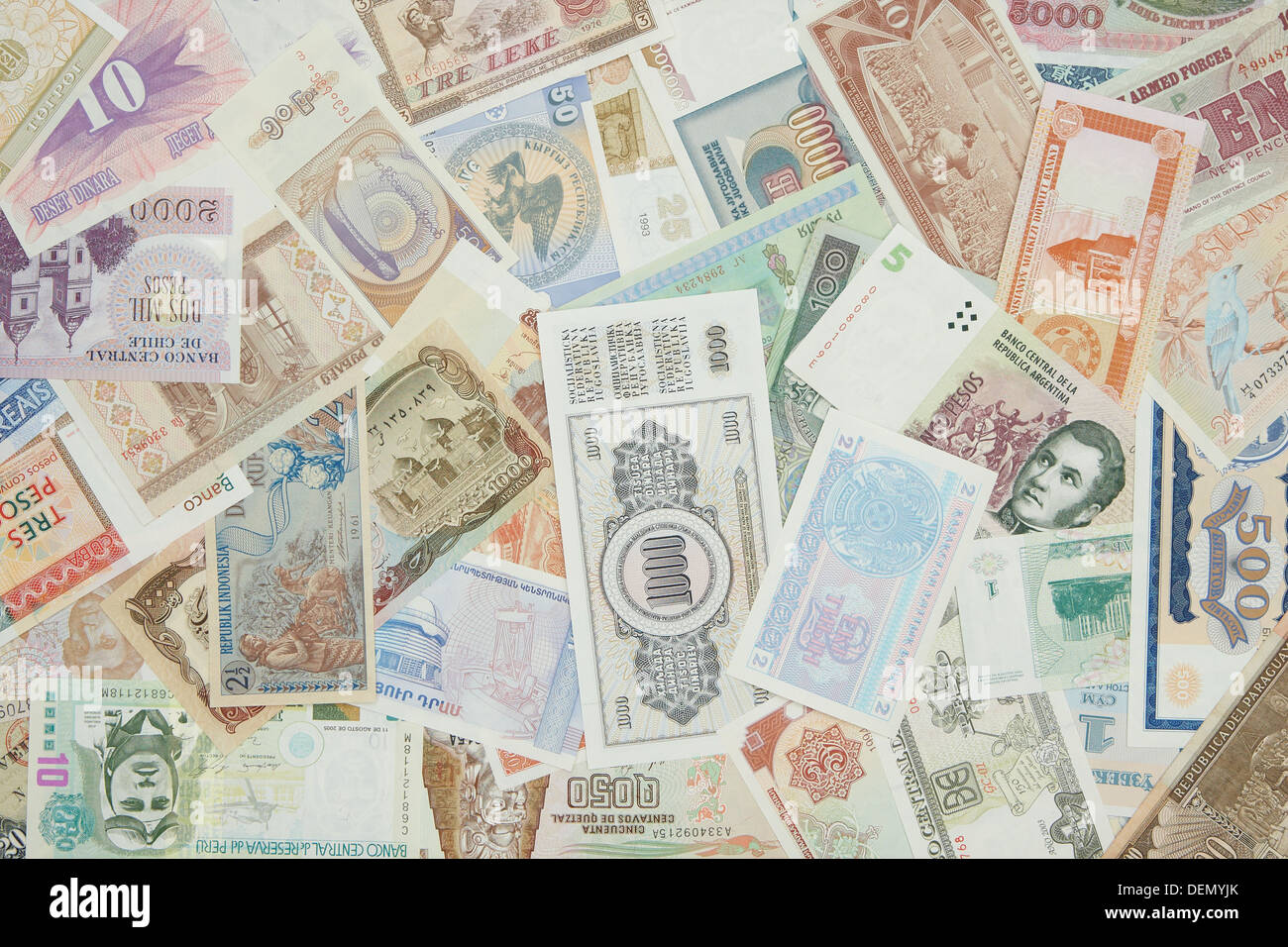 Collection of all over the world paper money Stock Photo - Alamy