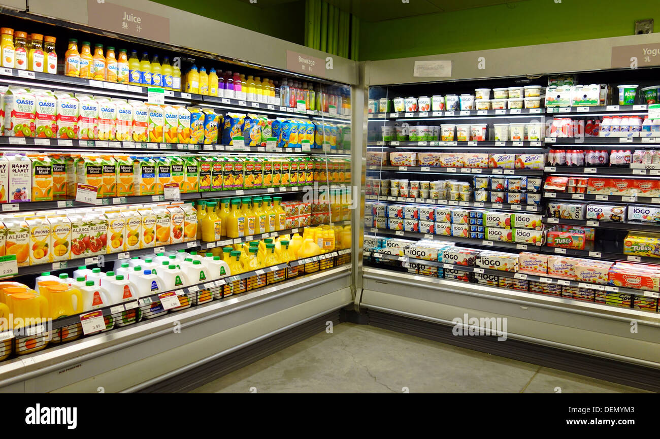 Milk and juice selection in a supermarket in Toronto, Canada Stock ...