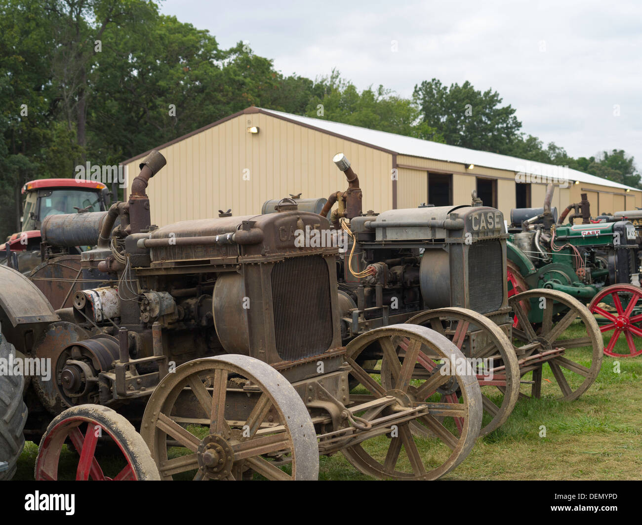 Side view of antique diesel J.I. Case Tractors at the Rock River ...